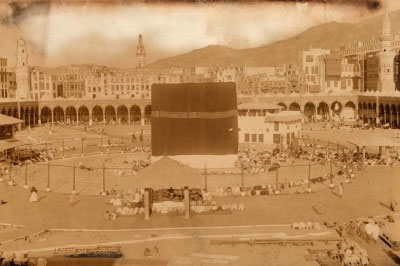 A 19th-centuryengraving of the Kaaba, the symbolic focus of Muslims, at ...